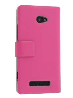 Slim Genuine Leather Portfolio Case for HTC Windows Phone 8X - Pink ...