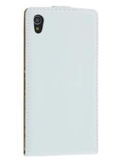 Slim Genuine Leather Flip Case for Sony Xperia Z1 - Pearl White ...