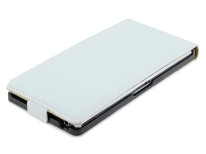 Slim Genuine Leather Flip Case for Sony Xperia Z1 - Pearl White ...